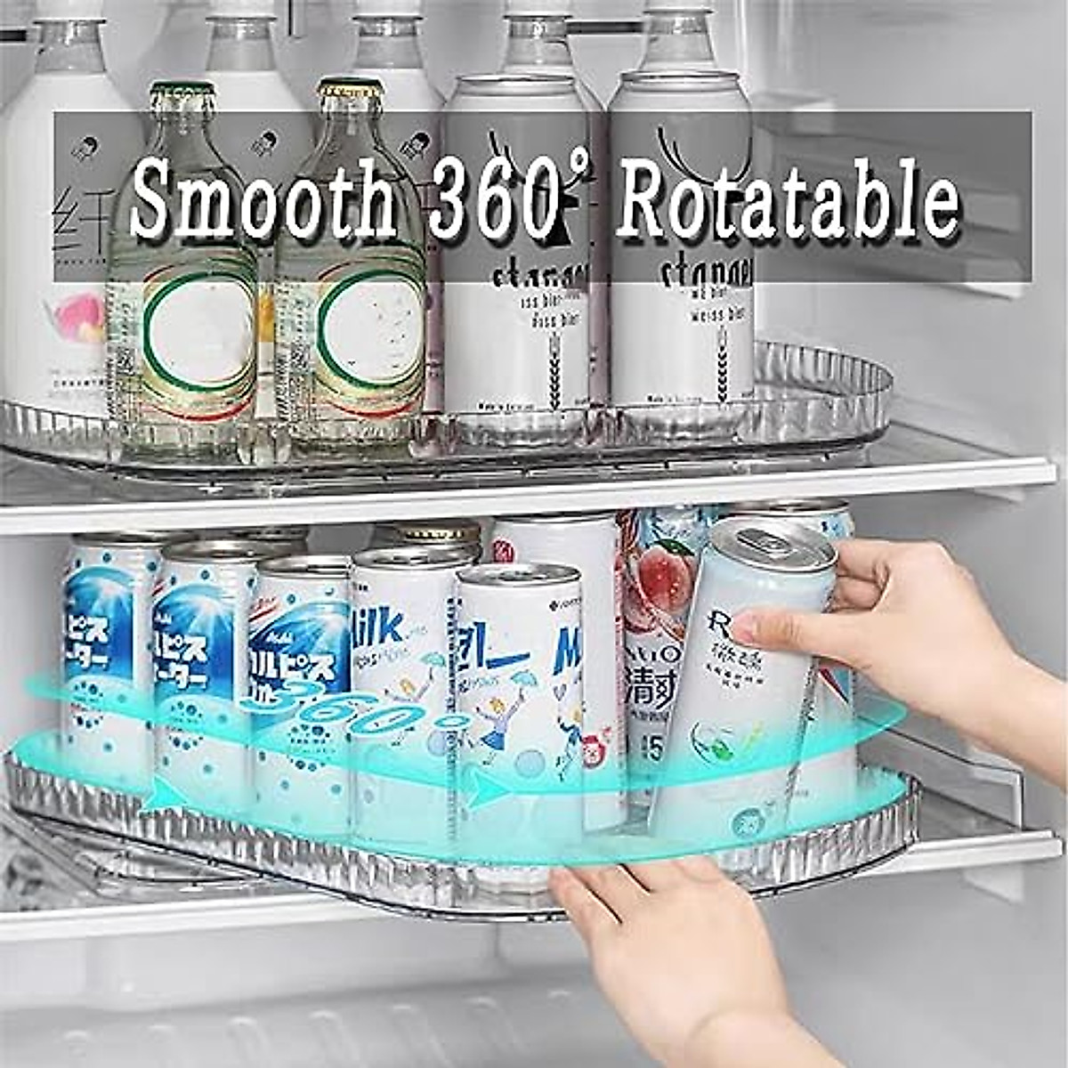 Square Lazy Susan for Refrigerator, Lazy Susan Turntable Organizer for Refrigerator, 15.67'' Countertop Condiment Storage Rack, for Kitchen, Pantry, Cabinet, Dining Table, Refrigerator