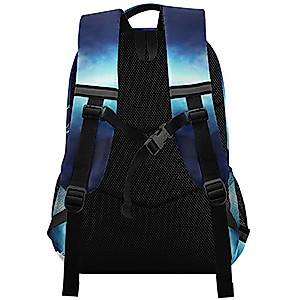 Angry Dragon School Backpacks with Chest Strap for Teens Boys Girls,Lightweight Student Bookbags 17 Inch, Blue Casual Daypack Schoolbags