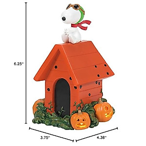 Department 56 Peanuts Village Accessories Snoopy The Flying Ace The Red Baron Lit Figurine, 6.25 Inch, Multicolor