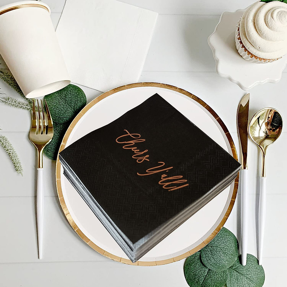 Cheers Y'all Napkins Wedding Cocktail Napkins Engagement Paper Disposable Party Napkins Bridal Shower, Bachelorette towel Decorations Supplies Set of 50 3 Ply