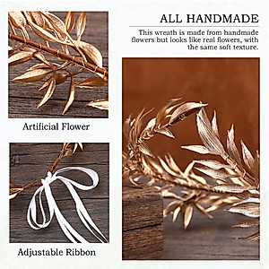 MOSTORY Golden Greek Laurel Crown - God Elf Leaf Headpiece Royal King’s Headband Elven Circlet for for Adult Queen Renaissance Halloween Cosplay Outfit