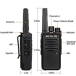Retevis RT68 Walkie Talkies for Adults, 2 Way Radios Long Range, Hands Free, 1200mAh Battery, Portable Walkie Talkie Rechargeable with USB Charging Base, for Hunting Road Trip Hiking Family (4 Pack)
