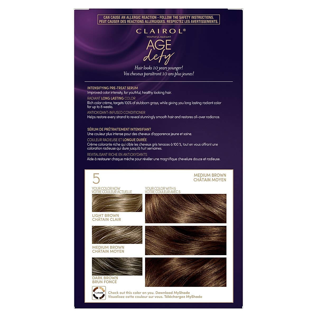 Clairol Age Defy Hair Coloring Tools, 5 Medium Brown (PACK OF 3)3