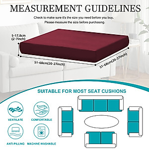 14 Pcs Stretch Patio Cushion Covers Outdoor Cushion Covers,for Outdoor Couch Cushion Covers Replacement,Outdoor Sofa Covers Patio Slipcovers Couch Cover,Washable Furniture Cover (Wine Red,Cover Only)