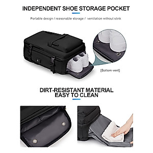 VECAVE Travel Backpack for Women,Airline Approved Carry On Backpack Flight Approved,Waterproof 14 Inch Laptop Backpack with Shoe Compartment Casual Daypack Backpacks Black