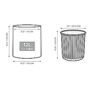 Modern Round Waste Basket - 3.2Gal/12L Open Top Trash Bin - White Garbage Can with Removable Plastic Bin - Keeps Liner Bag Hidden - Bathroom Garbage Can or Trash Can for Kitchen - Minimalist Office