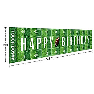Large Football Happy Birthday Party Banner, Game Day Sports Party Decorations, Football Photo Backdrop Hanging Decorations(9.8 x 1.6 feet)