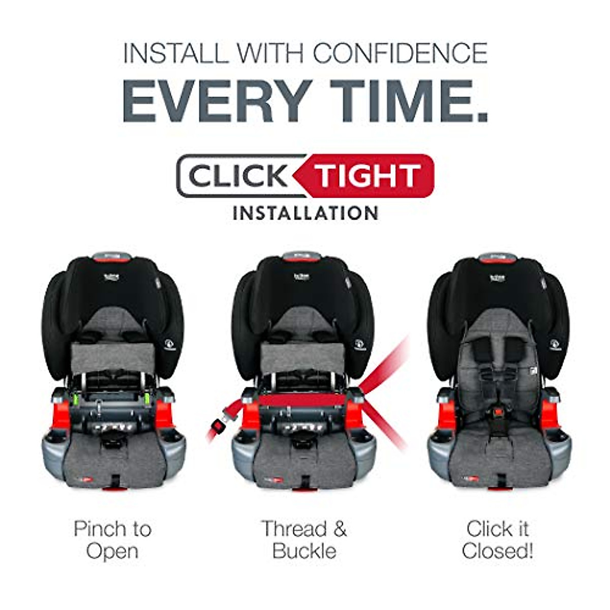 Britax Grow with You ClickTight Harness-2-Booster Car Seat, StayClean Grey - Stain, Moisture & Odor Resistant Fabric