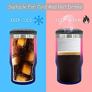 Bexbchh 4-in-1 Slim Can Cooler for 12oz Cans and Beer Bottles,Stainless Steel Double-Wall Insulated Beer Cooler,Universal Beverage Can Holder Keep Drinks Cold,Can Coozie Insulated for Beer, Soda