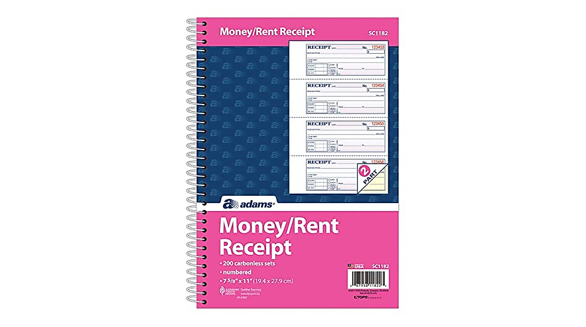 Adams Carbonless Spiral Receipt Book - 200 Sets