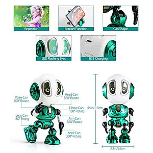 Aubllo Robots Toys for Kids Christmas Stocking Stuffers 2022 New Mini Talking Robots Gifts for Boys Girls Adults with 10 Hours Working Time USB Charging LED Eye Interactive Electronic Toy(Green)