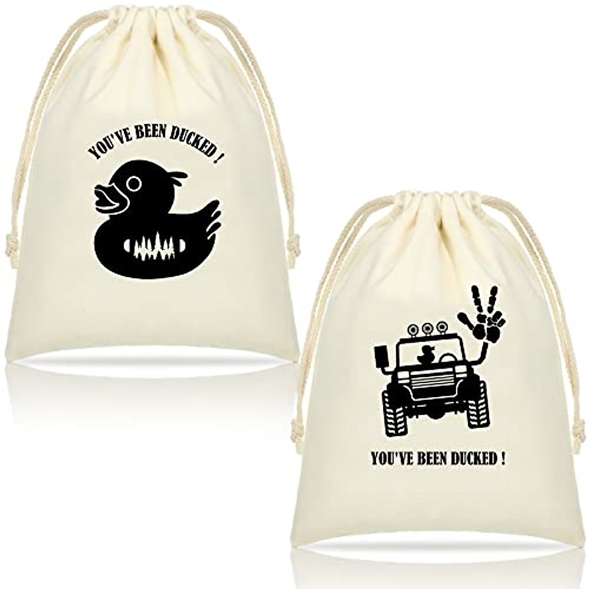 2 Pcs You've Been Ducked Bag Drawstring Backpack Bags Drawstring Gift Bag Reusable Rubber Duck Drawstring Bag Canvas Storage Bags Gift Wrap Bags Party Favor Bags for Duck Enthusiast, 13 x 10.23 Inch
