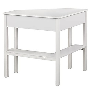 Target Marketing Systems Ellen Corner Desk Drawer and One Storage Shelf for Living Room, Bedroom, or Home Office, Small Computer Table, 42" W x 30" H, White