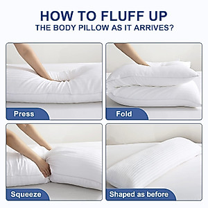 YUGYVOB Cooling Body Pillow for Adults- Satin Stripe Full Body Pillow Long Pillow Insert, Pregnancy Pillows for Sleeping, Fluffy & Firm, 20x54 Inch