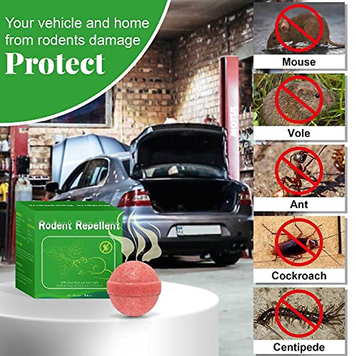 12 Pcs Natural Mouse Repellent Peppermint Oil to Repel Mice and Rats, Rodent Repeller for Car Engines Home Kitchen Indoor Outdoor,Keep Moles & Voles Out of Your Lawn and Garden, Pet Safe