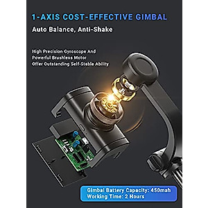 Gimbal Stabilizer For Smartphone, APEXEL 360° Rotation Auto Balance Small Portable Handhold Selfie Stick Tripod With Wireless Remote, 1-Axis Lightweight Extendable Stabilizer Gimble Iphone Phone Gopro