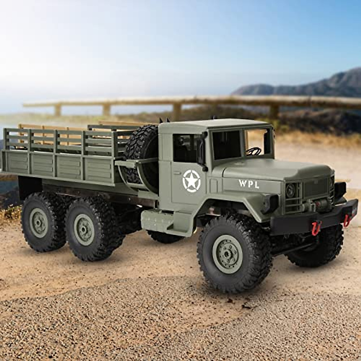 RiToEasysports RC Military Truck, 2.4Ghz 6WD Off Road Remote Control Car Toy Anti Interference RC Army Cars Ideal Kids Adults (OD Green)