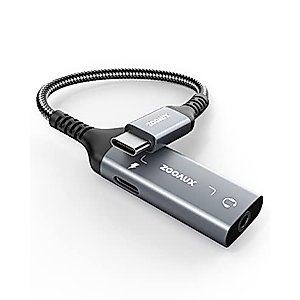 ZOOAUX [New Version] USB Type C to 3.5mm Audio Adapter and Charger,2 in 1 USB C to Aux Audio Jack Splitter Hi-Res DAC and Fast Charging Dongle for Galaxy S22/S21/S20 Note 20,iPad Pro,Pixel 3/4 XL