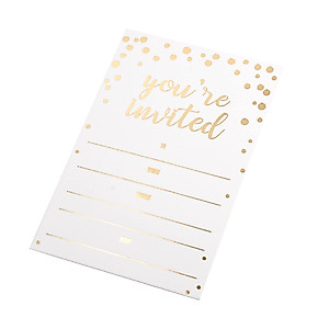 50 Pack Invitation Card - Elegant Greeting Cards ‘’You Are Invited’’ In Gold Foil Letters – For Wedding, Bridal Shower, Baby Shower, Birthday Invitations - 52 Kraft Envelopes Included - 4" x 6"