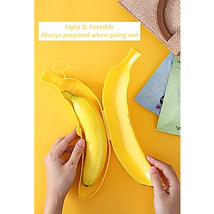 Dotbengc 2 Pack Banana Case, Banana Keeper BPA-Free, Banana Protector Outdoor Travel, Plastic Banana Holder Container, Cute Banana Carrier for Lunch Box Fruits Freshness (Yellow)