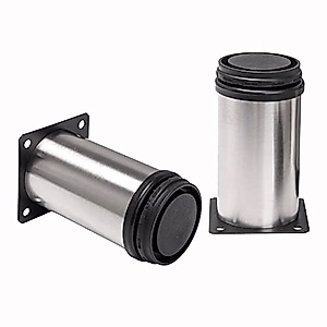 BQLZR Stainless Steel Kitchen Adjustable Feet Round 2" Dia Furniture Leg with 16 Screws and a Screwdriver Pack of 4