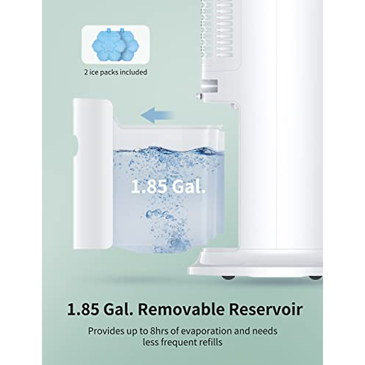 3-1 Evaporative Air Cooler, 43''Bladeless Tower Fan with Cooling & Humidifying Function, 1.8 Gal Removable Water Tank 60°Oscillating Swamp Fan 3 Speeds 10H Timer, Remote Control for Home Office