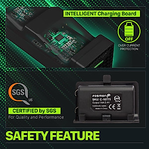Fosmon Dual 2 Controller Charger Compatible with Xbox Series X/S Controllers (Not for Xbox One / 360), (Two Slot) High Speed Docking Charging Station with 2 Rechargeable Battery - Black