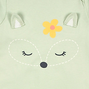 Gerber Baby Girls' 2-Pack Long Sleeve Jumpsuit, Green Yellow Fox, 6-9 Months