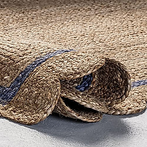 nuLOOM Tera Petals Braided Jute Area Rug, 4x6, Blue