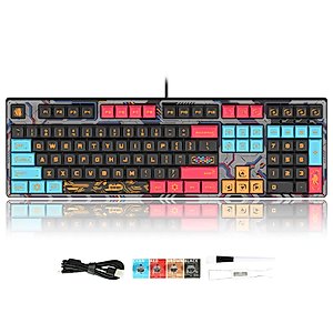 DUSTSILVER Mechanical Keyboard PC Gaming Keyboards Quiet 108 Keys Hot-swappable Keyboard Optical Black Switch +35 PBT Keycaps Anti-Ghosting USB Wired Programmable for Windows Mac Laptop