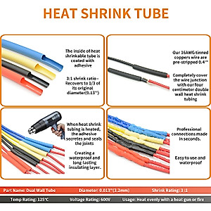 2 Sets 6 Pin DT Deustch Waterproof Automotive Plug Connector with 16AWG -40℃-105℃ 600V Wires and Heat Shrink Tubes Connectors Kit for Car Truck Boat(DT Connector 2 Sets 6 Pin)
