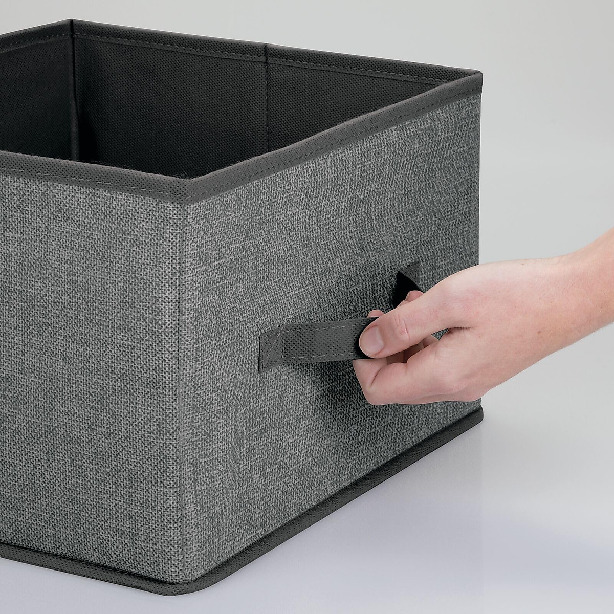 mDesign Fabric Bin for Cube Organizer - Foldable Cloth Storage Cube - Collapsible Closet Storage Organizer - Folding Storage Bin for Clothes and More - Lido Collection - 4 Pack - Charcoal Gray/Black