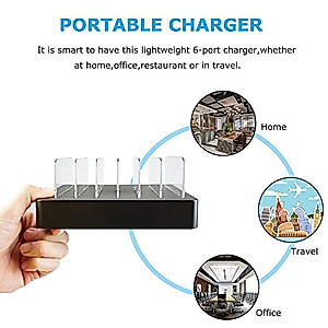 Fastest Charging Station with QC Quick Charge 3.0, COSOOS 63W 12A 6-Port USB Charging Station for Multiple Devices with 6 Mixed Short Cable & iWatch Stand, Multi Charger Station for Cell Phone, Tablet