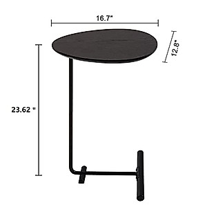 C Table,Couch Tables That Slide Under,C Shaped Side Table,Sofa End Table for Living Room Bedside Bathroom Snack Coffee Laptop Tables,Egg Oval-Shaped,Metal Frame,Easy Assembly Black（Upgraded）