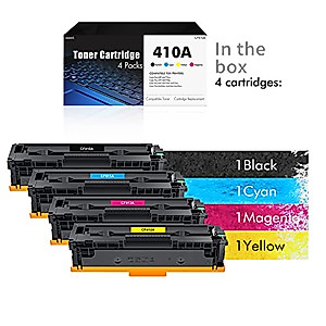 410A Toner Cartridge 4 Pack: Compatible Replacment for HP 410A 410X CF410X CF410A CF411A CF412A CF413A for Color Pro MFP M477FNW M477FDN M477FDW M452DN M452DW M452NW Printer(Black Cyan Yellow Magenta)