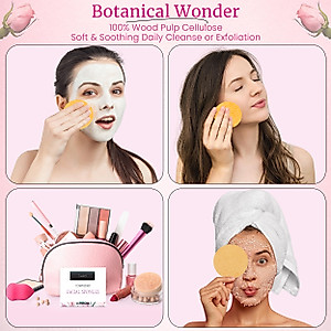 TiwinTi 60 Count Compressed Facial Sponges - Natural Wood Pulp Round Esthetician Face Sponges for Cleansing, Daily Face Washing, Exfoliating Makeup, and Mask Removal (Yellow)