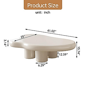 Guyii Cloud Coffee Table, Cute White Modern Tea Table, Irregular Indoor End Table for Living Room, Free Shape with 4 Legs, 41.02 Inches