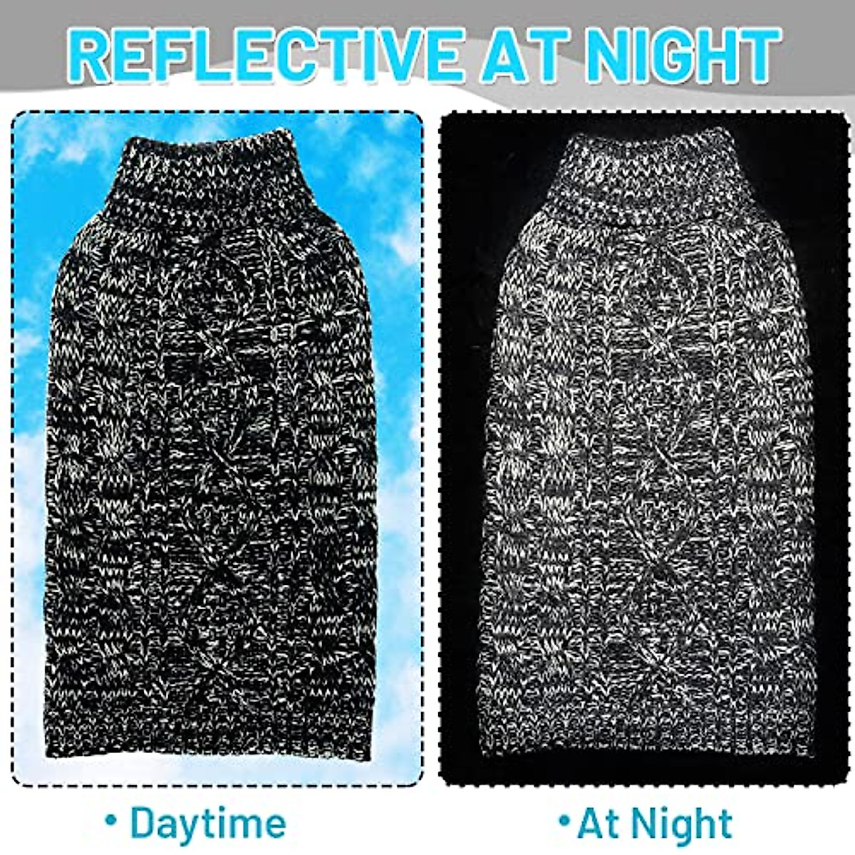 IPRAVOCI Dog Sweater for Small Medium Large Dog - Reflective Warm Fleece Knitwear Pullover Dog Clothes for Winter Fall