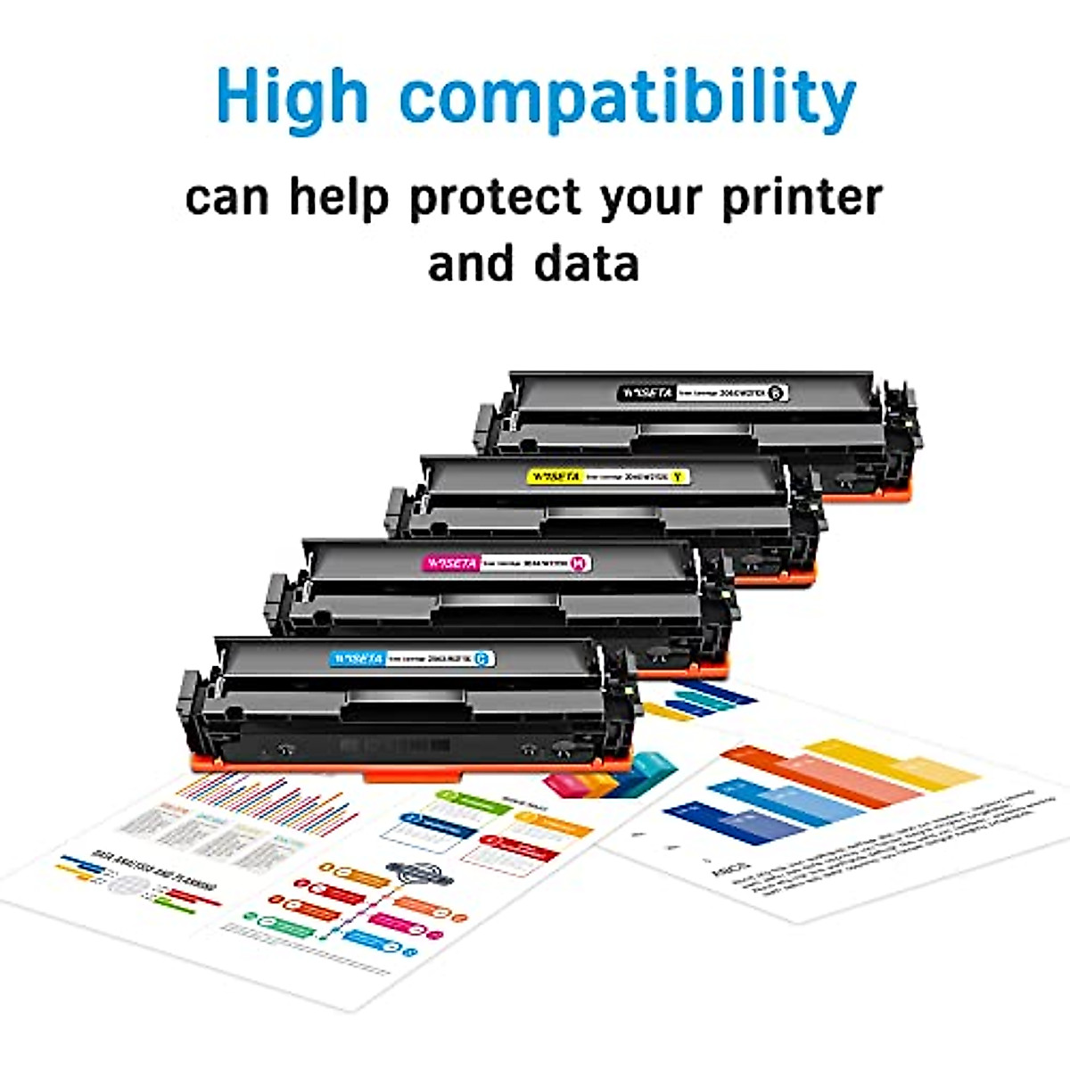 206X Toner Cartridges 4 Pack High Yield (with CHIP) Compatible Toner Cartridge Replacement for HP 206X 206A W2110X Compatible with Color Laserjet Pro MFP M283fdw M283cdw M255dw M282nw Toner Printer