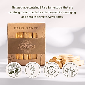 Luna Sundara Palo Santo Smudging Sticks High Resin Palo Santo from Ecuador - Wild Harvested Smudging Sticks