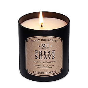 Manly Indulgence Fresh Shave Jar Candle 16.5 oz - Musk, Vanilla & Bergamot - Woodsy Amber & Cedarwood - Up to 60 Hour Burn - Soy Blend Wax, USA Poured