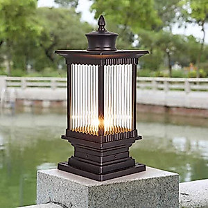 MODEBHD Outdoor Post Lights Bronze Fixtures，Balcony Pillar Lamp Outdoor Courtyard Waterproof Column Lamp Continental Wall Lamp Villa Door Lamp Aluminum Decorative Columns Post Lantern