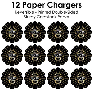 Big Dot of Happiness Roaring 20’s - 1920s Art Deco Jazz Party Round Table Decorations - Paper Chargers - Place Setting for 12
