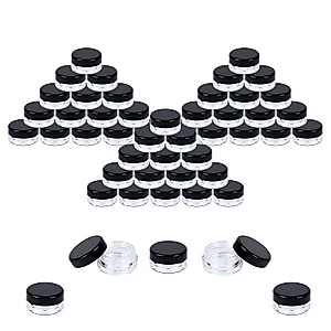 Houseables Sample Containers, Sample Jars, Lip Balm Containers, 3 Gram, 50 PK, Cosmetic Containers, Makeup Containers, Small Powder Container, Small Cosmetic Jars, Tiny Containers with Lids, BPA Free
