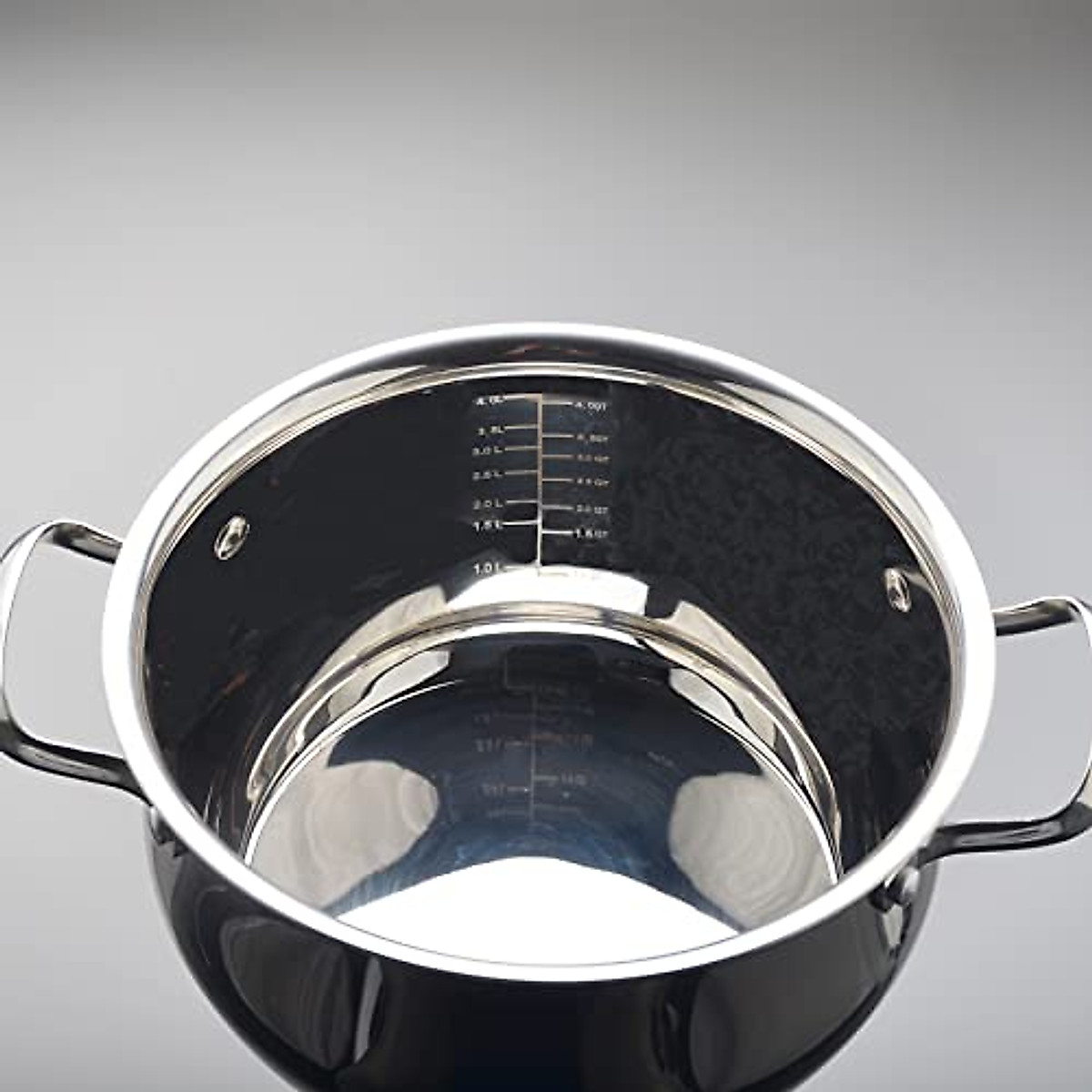 SANQIAHOME Induction Cooking Pot 24 cm - 18/8 Stainless Steel - 4.3L - Mirror polishing -with Scale ruler Suitable for All Cookers - Oven-Safe