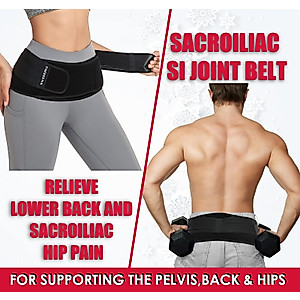 Sacroiliac SI Joint Hip Belt - Lower Back Support Brace for Men Women - Hip Braces for Hip Pain - Pelvic Support Belt - Trochanter Belt - Adjustable Sciatica Pelvis Lumbar Pain Relief ,REGULAR (Hip Size 30"-45")