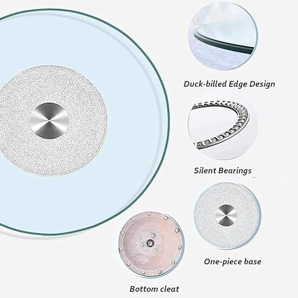 Round Swivel Tray Turntable, Clear Round Tempered Glass Rotating Lazy Susan for Dinner Table, for Hotel Kitchen Tabletop Service Plate, Decorative Glass Furniture ( Color : Clear , Size : 110cm (43inc