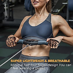 RYMNT Workout Gloves,Short Micro Weight Lifting Gloves Grip Pads with Full Palm Protection & Extra Grip for Men Women Weightlifting,Gym,Cross Training,Powerlifting,WODs.Leopard-Medium