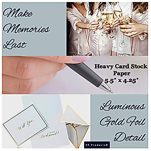 VP Products Bridesmaid Proposal Cards Set of 8 – Will You Be My Bridesmaid+Maid of Honor Card–For Bridesmaid Proposal Box Bridesmaid Gifts - Gold and Rose Gold Foil – Size 4.25 x 5.5” (Pink/Gold)