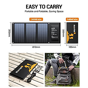 [Upgraded] BLAVOR 30W Solar Charger USB-A QC3.0 24W USB-C DC 30W Outputs, Foldable Solar Panel for Camping, IPX4 Waterproof, Solar Battery Charger Compatible with Solar Generators, Phones, Tablets